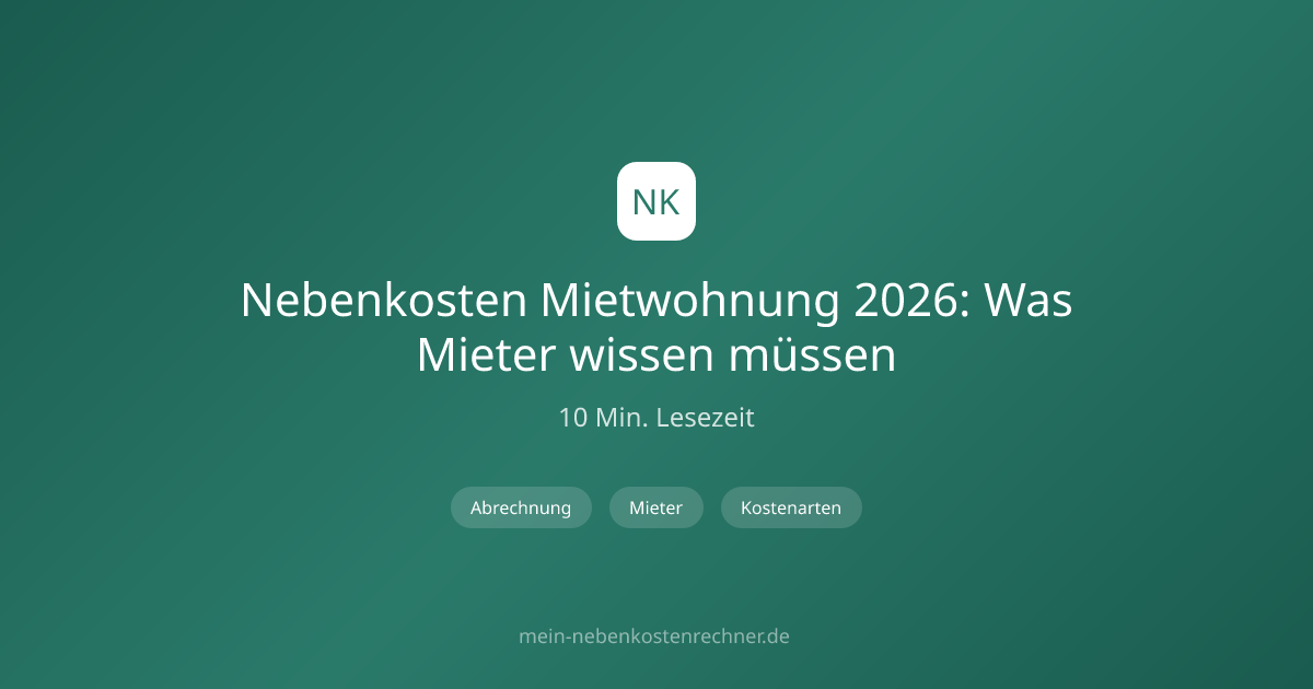 Nebenkosten Mietwohnung Rechner